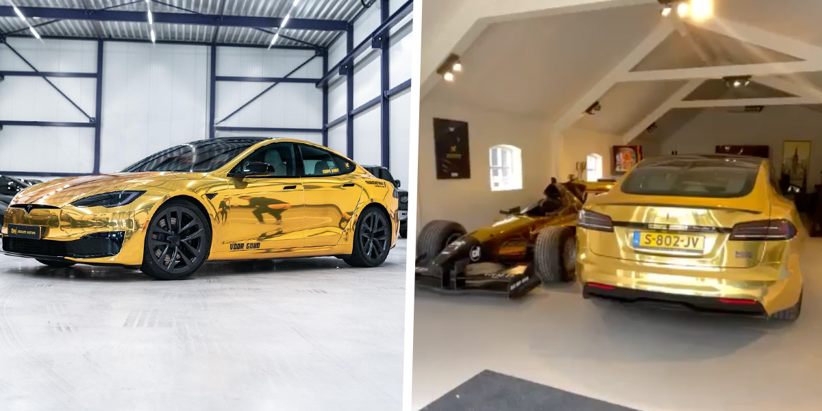 VIDEO: Exclusieve beelden van de nieuwe gouden Tesla Model S Plaid van ...