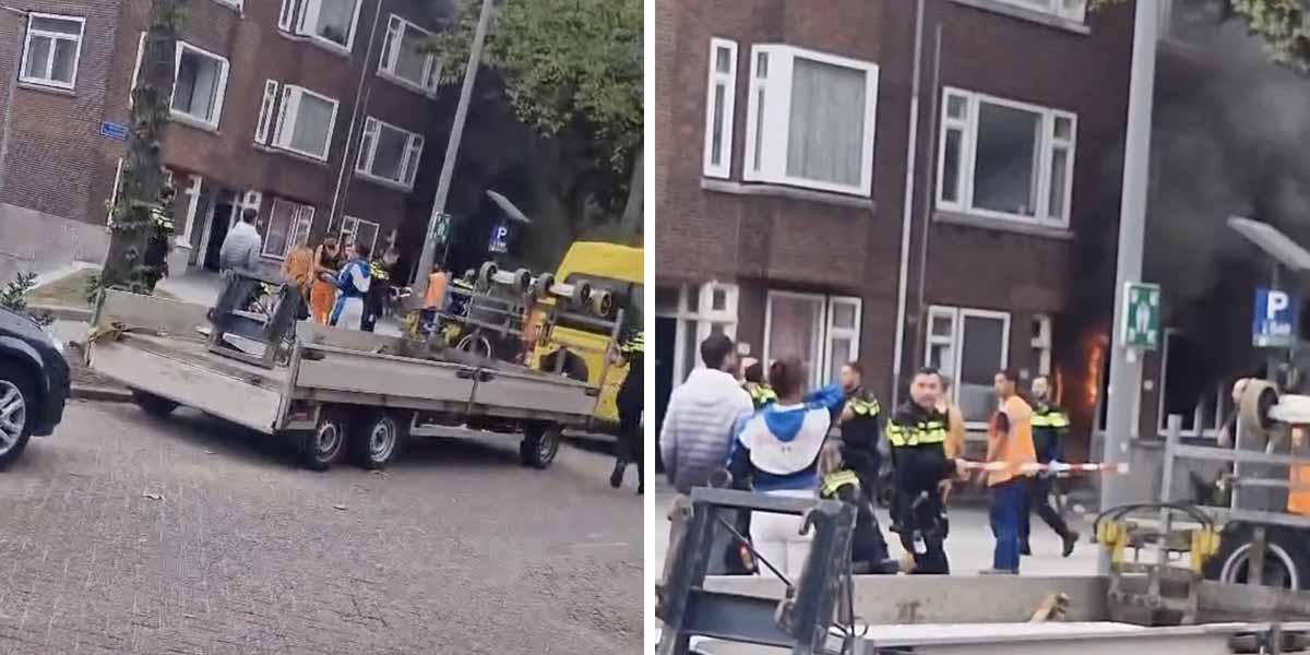 NET BINNEN: Beelden van de eerste explosie/schietpartij in Rotterdam