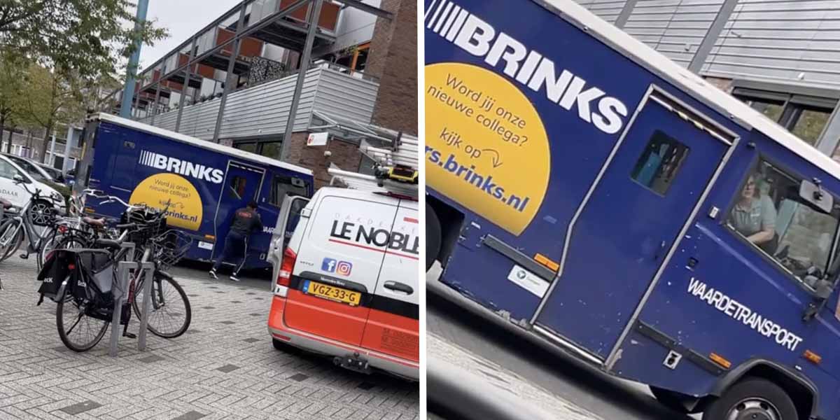 VIDEO: Man probeert Brinks waardetransport busje te openen terwijl ...